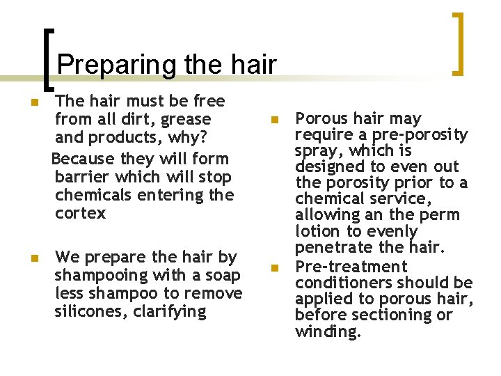 Perm neutralising hair Unit 208 Aim to enable