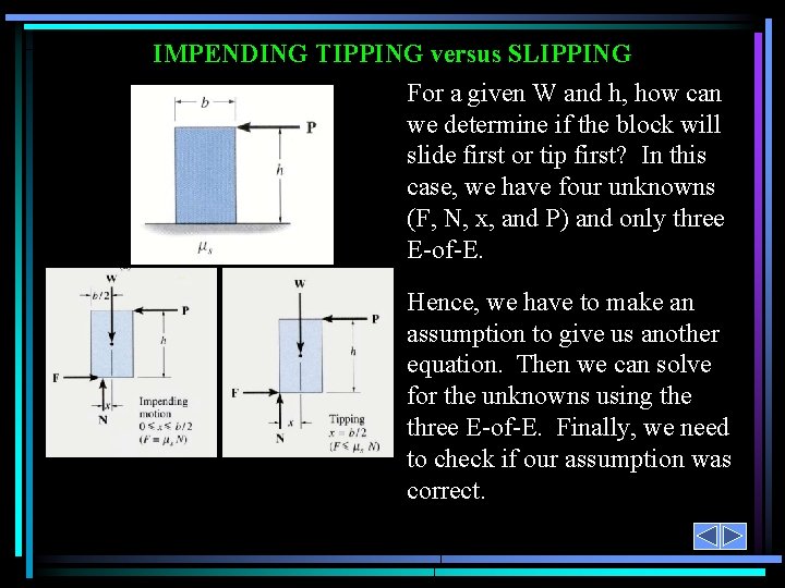 CHARACTERISTICS OF DRY FRICTION PROBLEMS INVOLVING DRY FRICTION