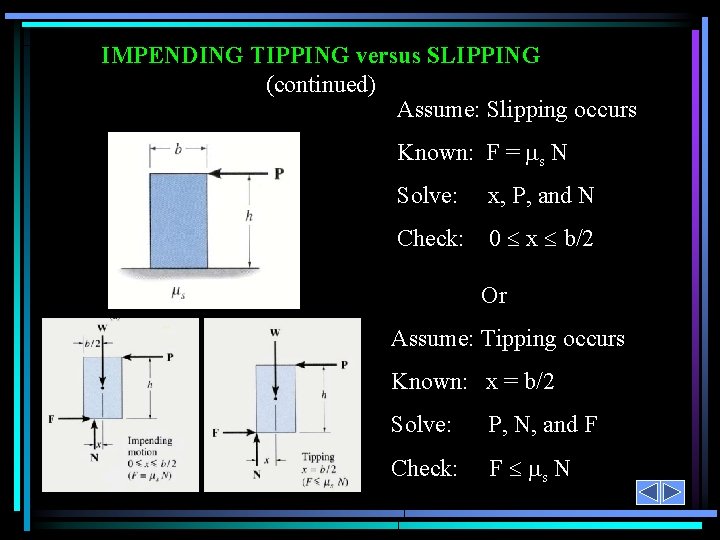 CHARACTERISTICS OF DRY FRICTION PROBLEMS INVOLVING DRY FRICTION