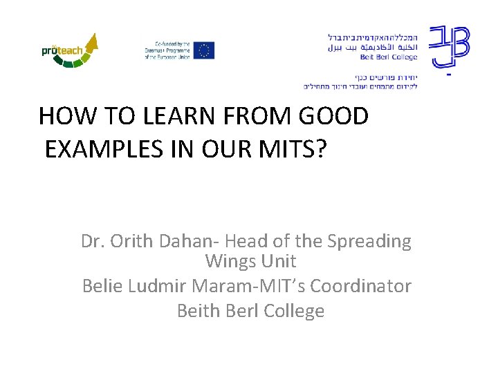 HOW TO LEARN FROM GOOD EXAMPLES IN OUR