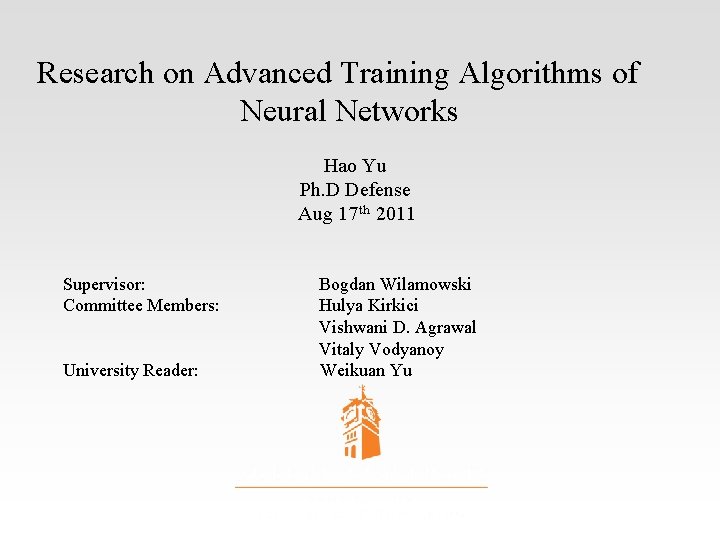 Research on Advanced Training Algorithms of Neural Networks