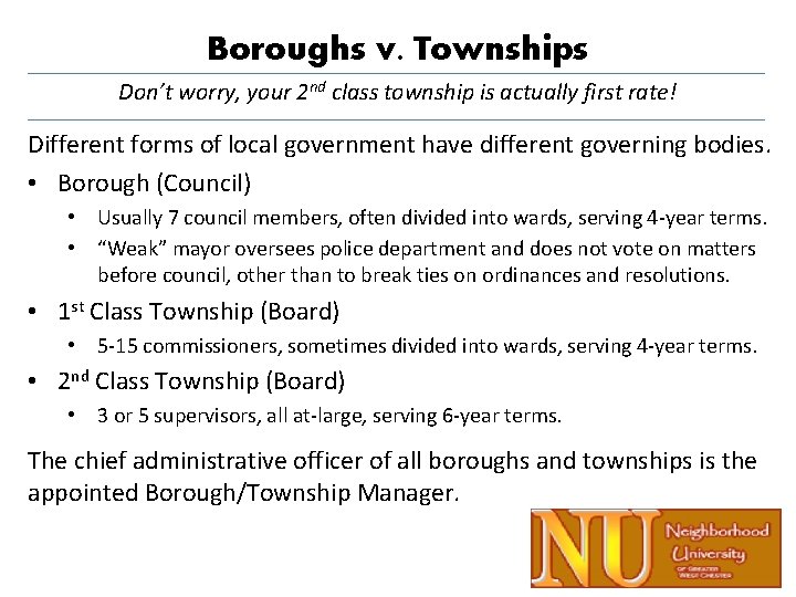 Introduction to Local Government in Pennsylvania September 6