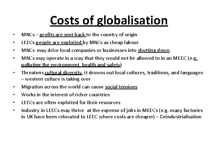 Globalisation Use this Power Point to complete the