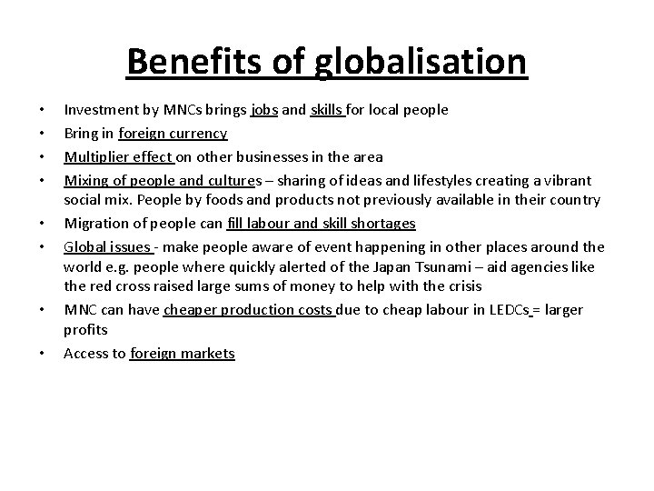 Globalisation Use this Power Point to complete the