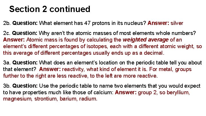 Questions on Metals Nonmetals and the Periodic Table