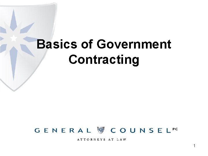 Basics of Government Contracting 1 Federal Procurement Background