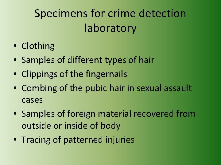 Collection preservation and dispatch of specimen viscera Introduction