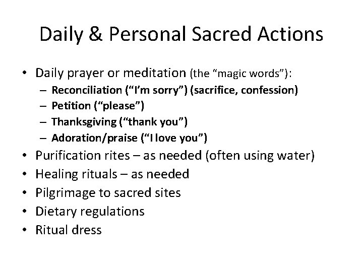 Sacred Action Rites and Rituals Purpose of Rites