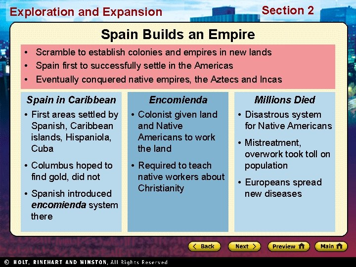 Exploration and Expansion Section 2 Conquest and Colonies