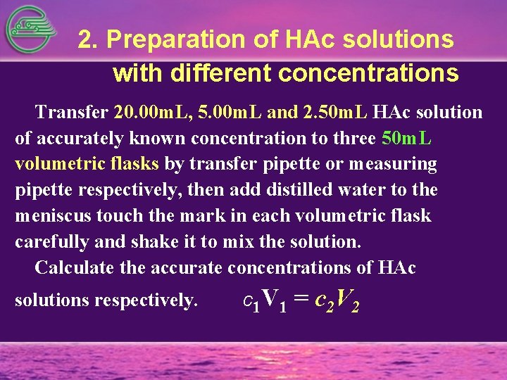Experiment 9 Determination of Dissociation Equilibrium Constant of