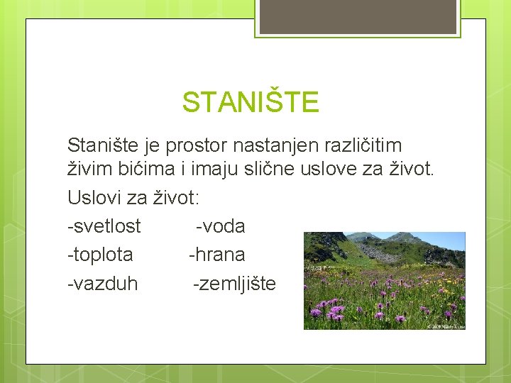 IVOTNA ZAJEDNICA VINOGRADA STANITE Stanite je prostor nastanjen