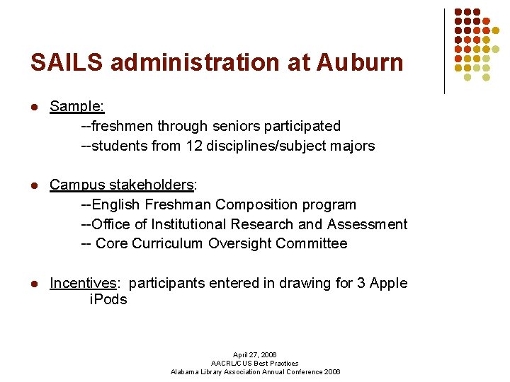 Standardized Information Literacy Assessment SAILS and Beyond Juliet