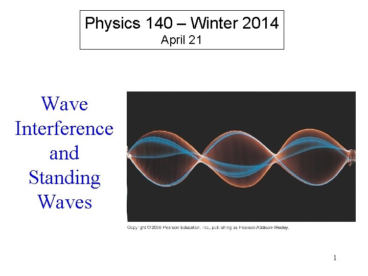 Physics 140 Winter 2014 April 21 Wave Interference