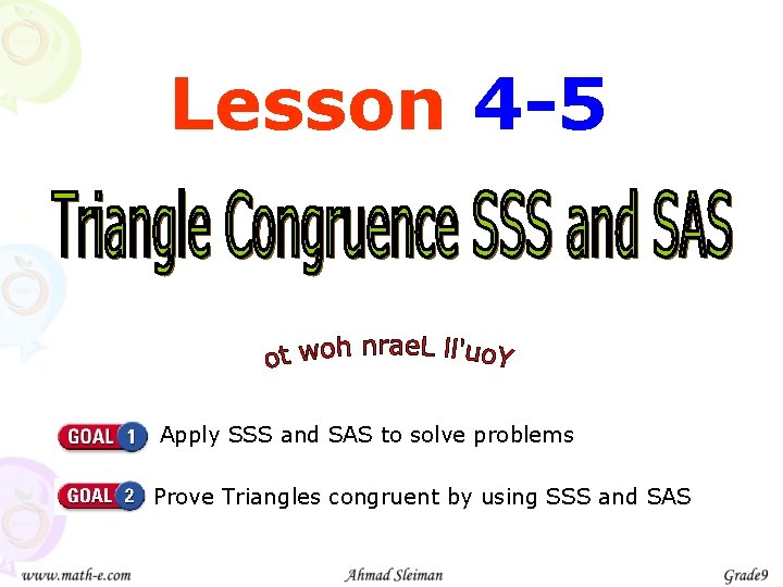 Lesson 4 5 Apply SSS and SAS to