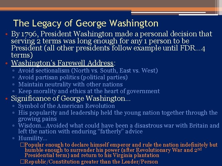 The Federalist Era Unit 6 Setting the Standard