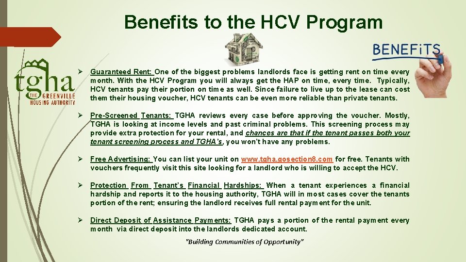 The Housing Choice Voucher Program Landlord Workshop Location