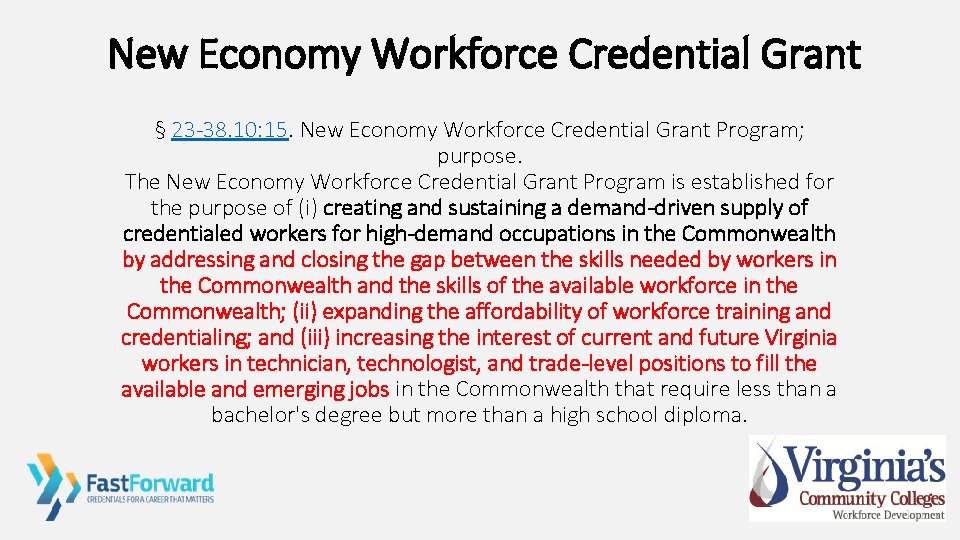 Virginias Community Colleges Workforce Development Randall Stamper ...