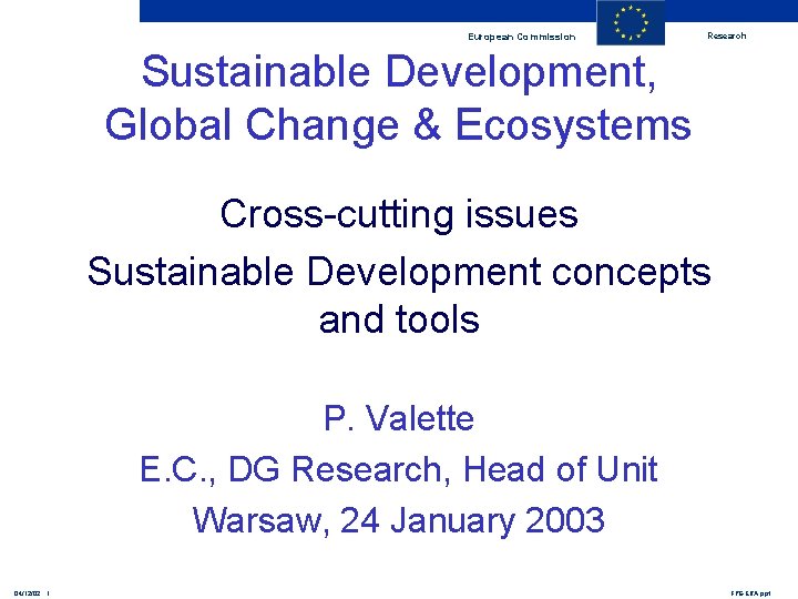 European Commission Research Sustainable Development Global Change ...