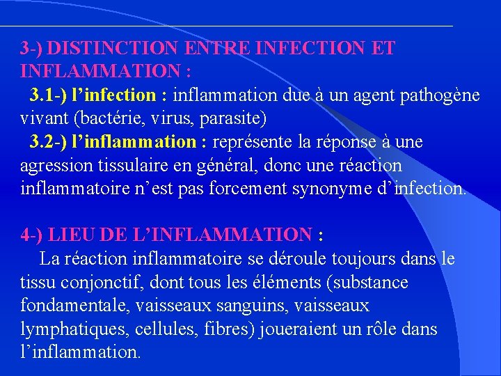 LINFLAMMATION cours 3 eme anne Dr N Yelles