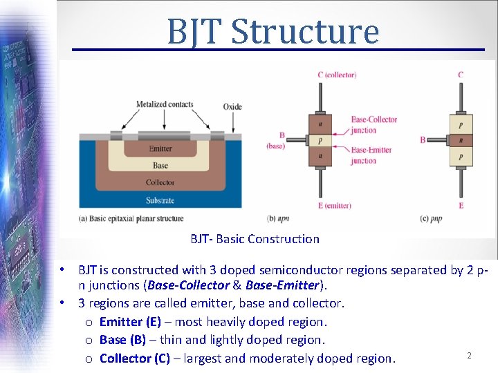 DNT 125 ANALOGUE ELECTRONICS Chapter 3 Bipolar Junction