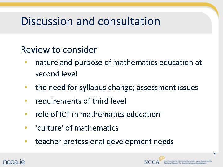 Project Maths information update NCCA Project Maths Team