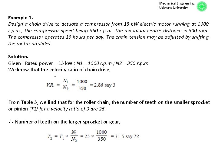 Mechanical Engineering Udayana University Chain Drives Mechanical ...