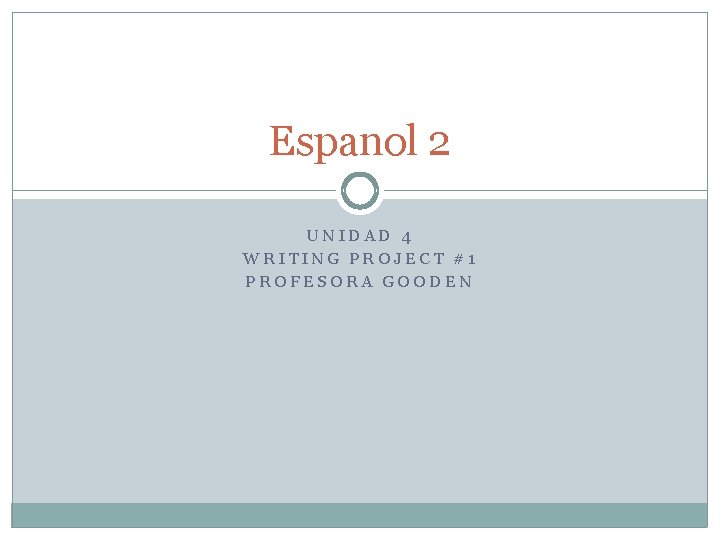 Espanol 2 UNIDAD 4 WRITING PROJECT 1 PROFESORA