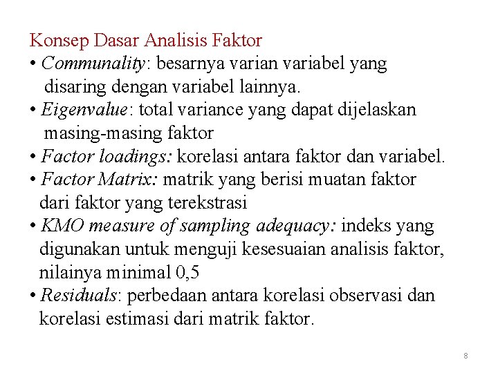 Prosedur Analisis Faktor dengan Menggunakan Program Komputer Oleh