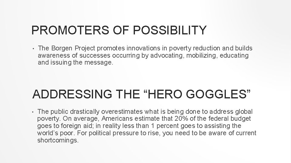 THE BORGEN PROJECT ABOUT US In a Nutshell
