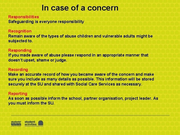 What well cover Appropriate relationships Definition of Safeguarding