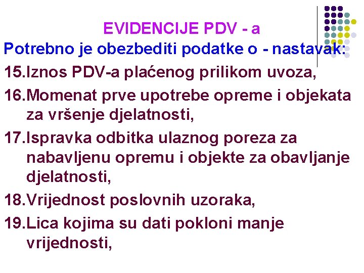 l l OBRAUN I PLAANJE PDV a Poreski