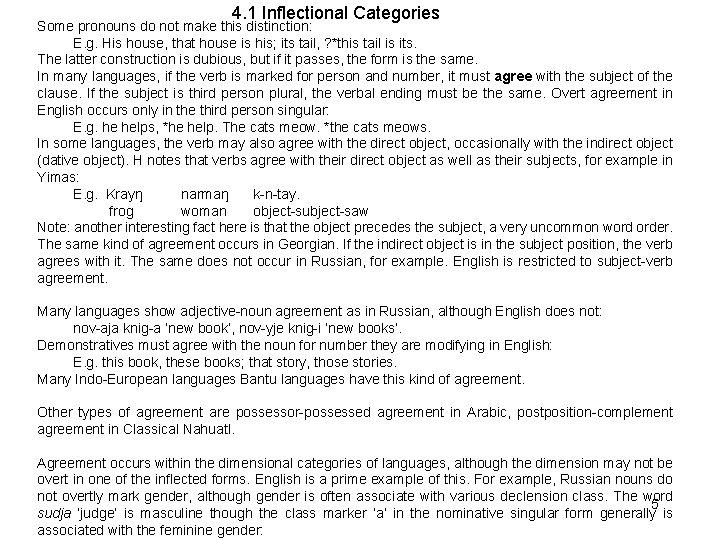 323 Morphology The Structure of Words 4 Inflection
