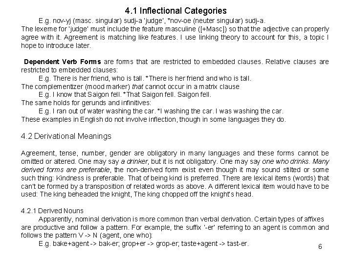 323 Morphology The Structure of Words 4 Inflection