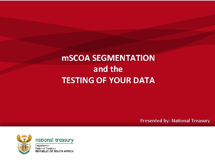 m SCOA SEGMENTATION and the TESTING OF YOUR