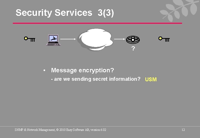 8 SNMPv 3 Objectives Architecture Security Access Control