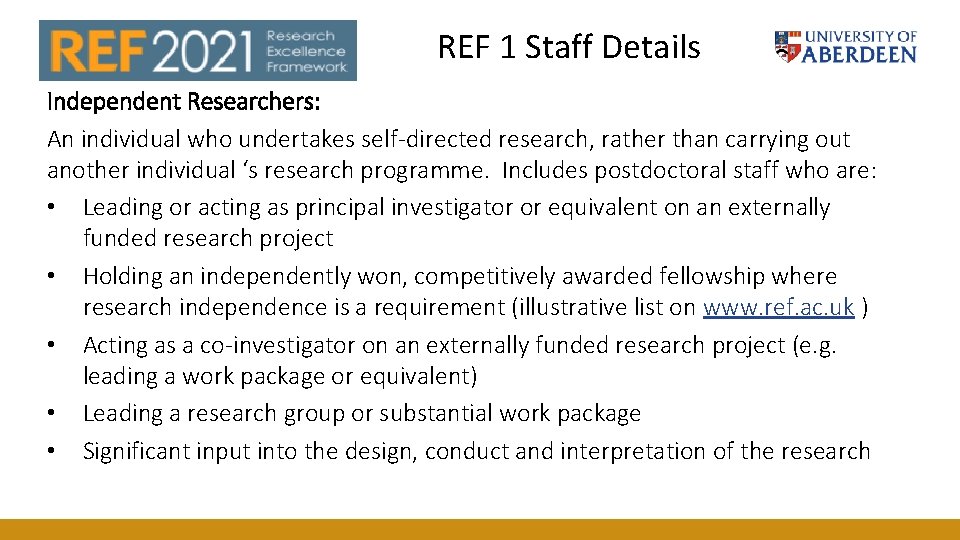 RESEARCH EXCELLENCE FRAMEWORK 2021 Information Sessions August 2018