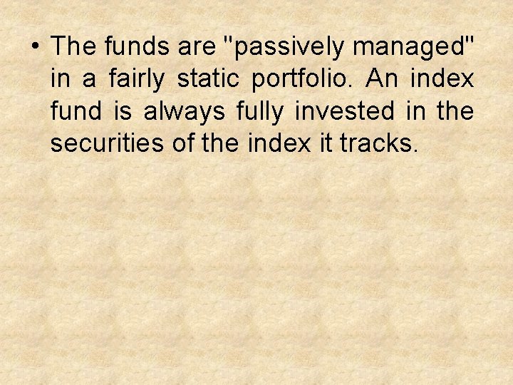 Lecture 24 Mutual Funds Balanced Funds The basic