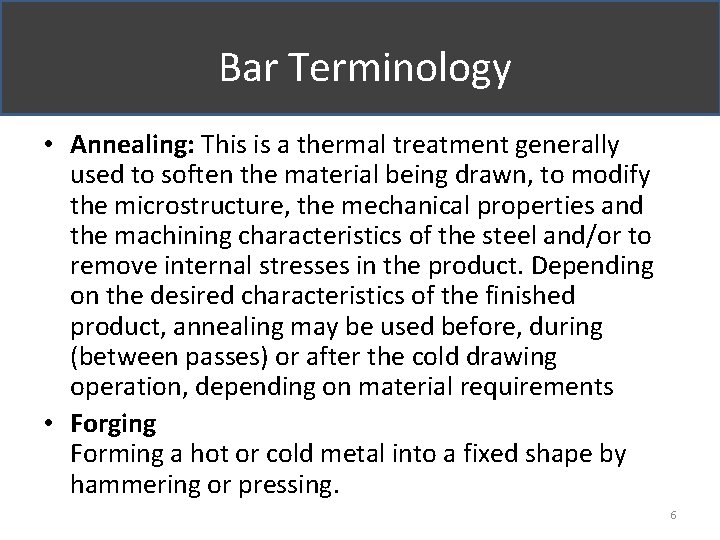 ESP Specialty Steel Products Bar Basics and Terminology