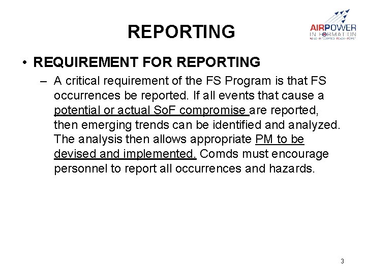 FREEDOM FS TRAINING DAY WING FLIGHT SAFETY OFFICE