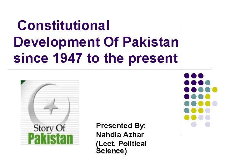 Constitutional Development Of Pakistan since 1947 to the