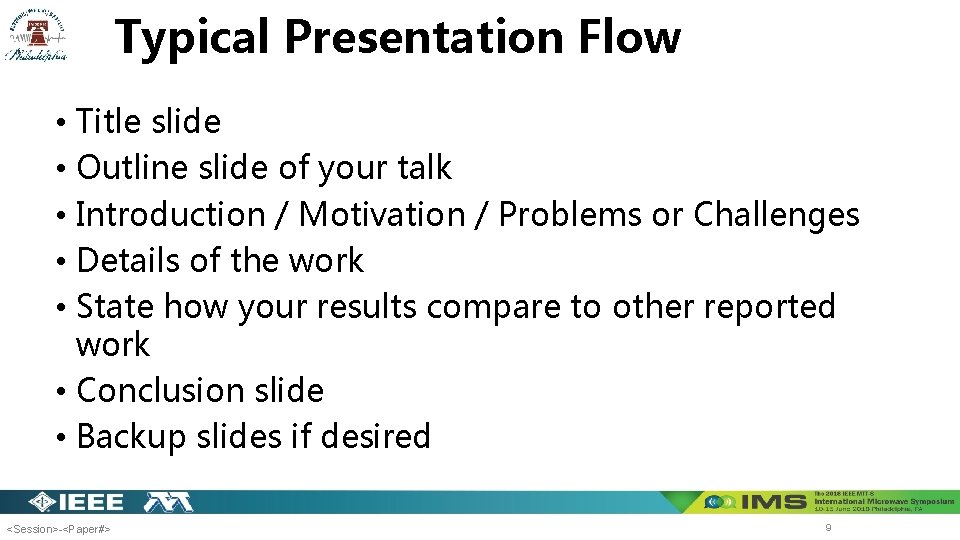 IMS 2018 Oral Presentation Guidelines SessionPaper 1 Purpose