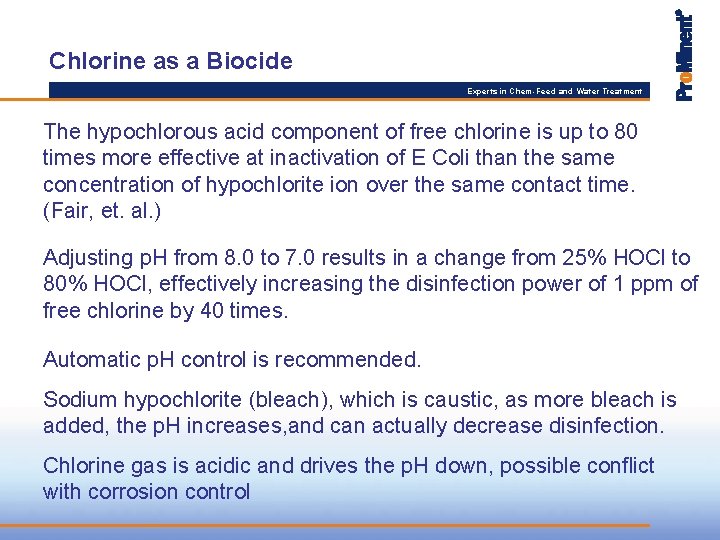 Experts in ChemFeed and Water Treatment Chlorine Chemistry