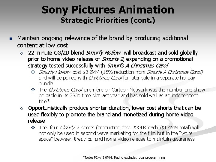 Sony Pictures Digital Productions MidRange Plan September 3