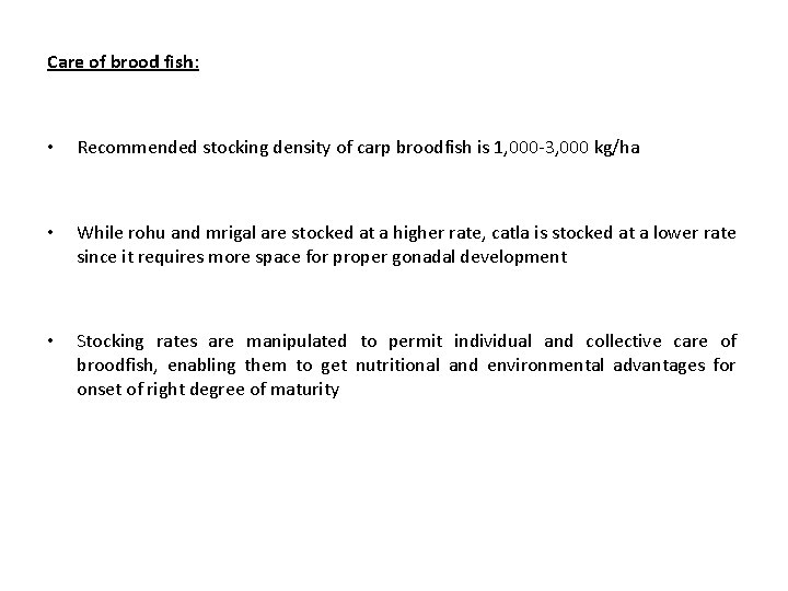Fish brood stock management and transportation of brood