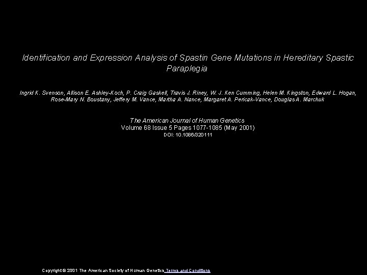Identification and Expression Analysis of Spastin Gene Mutations