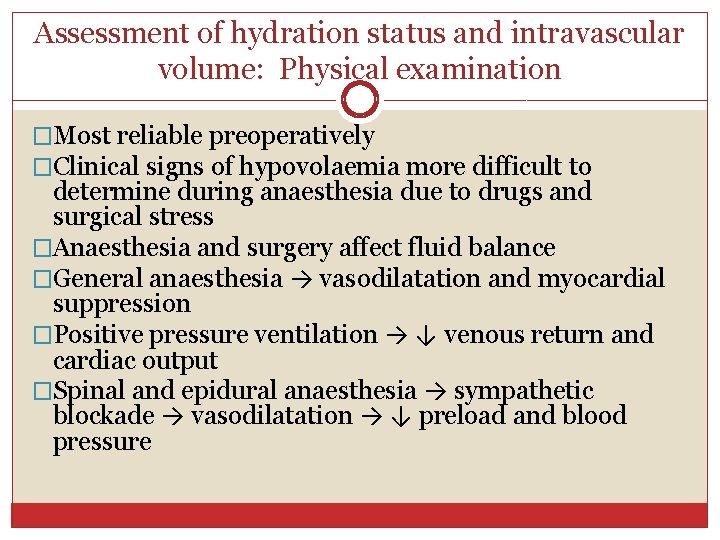 Fluid therapy during anaesthesia DR M G SENEKAL