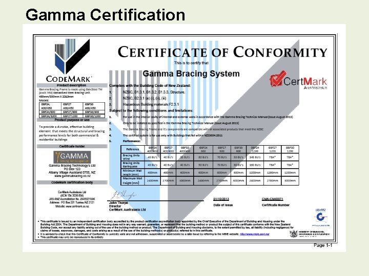 Introduction The Gamma Bracing System q Gamma bracing