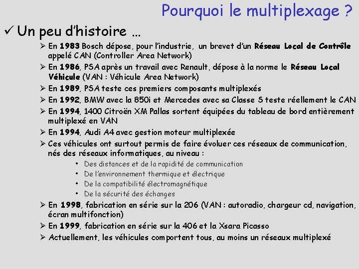 Le multiplexage automobile Prsentations Identit tablissement sections ...