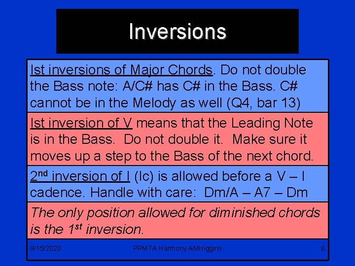 Major keys I ii iii IV V V