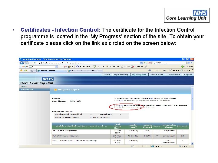The NHS Core Learning Unit NHS CLU was